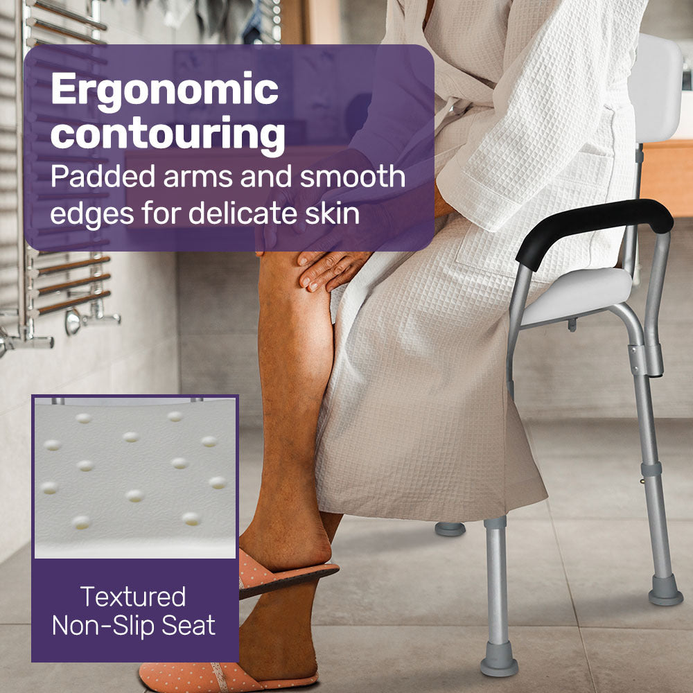 Equipmed Shower Chair Bath Seat 120Kg Capacity With Arms Height For ...