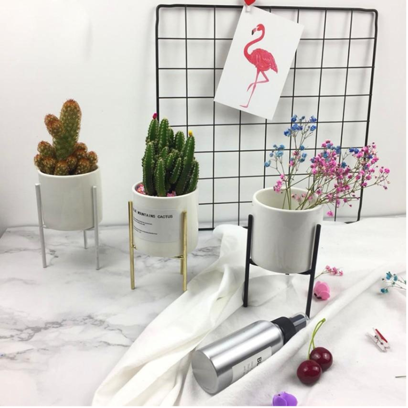 Mini Elevate Nordic Iron Ceramic Flower Pot Plant Stands